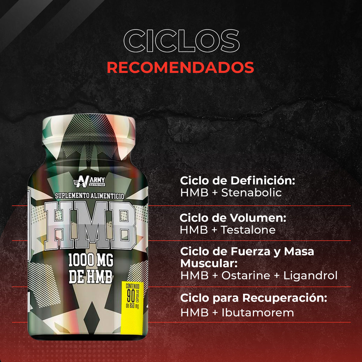 HMB Suplemento Aumenta Masa Muscular Definición 1000mg 90 Cápsulas ...