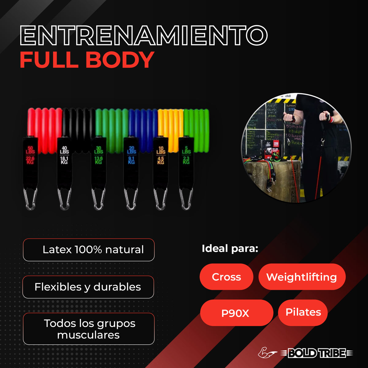 Set 14 Bandas De Resistencia Ligas Para Hacer Ejercicio Bold Tribe