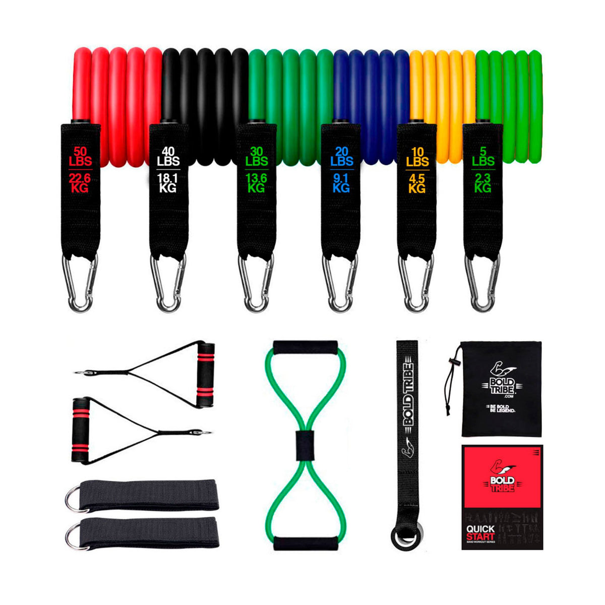 Set 14 Bandas De Resistencia Ligas Para Hacer Ejercicio Bold Tribe