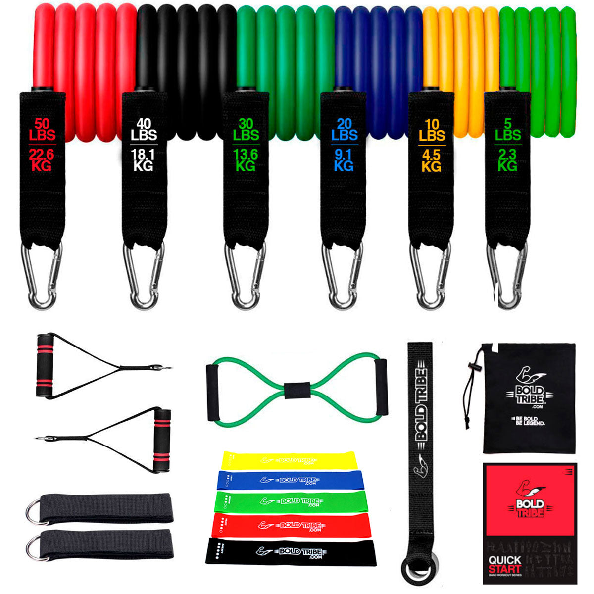 Set 19 Bandas De Resistencia Ligas Para Hacer Ejercicio Bold Tribe
